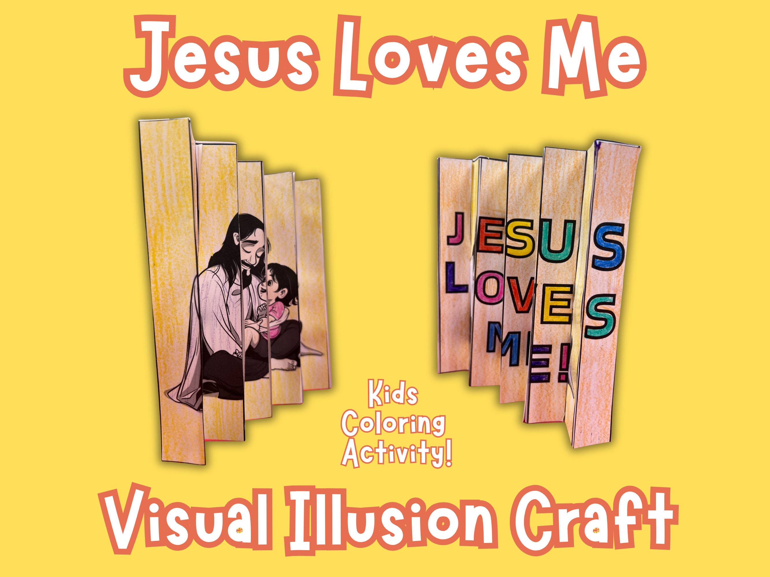 Jesus Loves Me Agamograph Craft: Sunday School Coloring Activity ...
