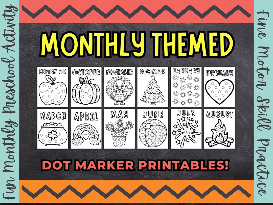 Monthly Dot Marker Coloring Pages: Seasonal Preschool Printables (PDF ...