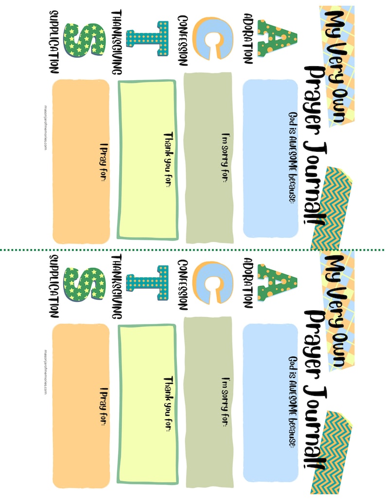ACTS Prayer Journal for Kids: Sunday School Printable (PDF) - Etsy