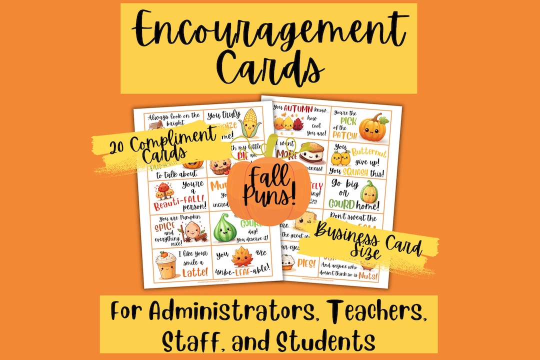 Fall Puns, Compliment Cards, School Morale Booster for Administrators ...