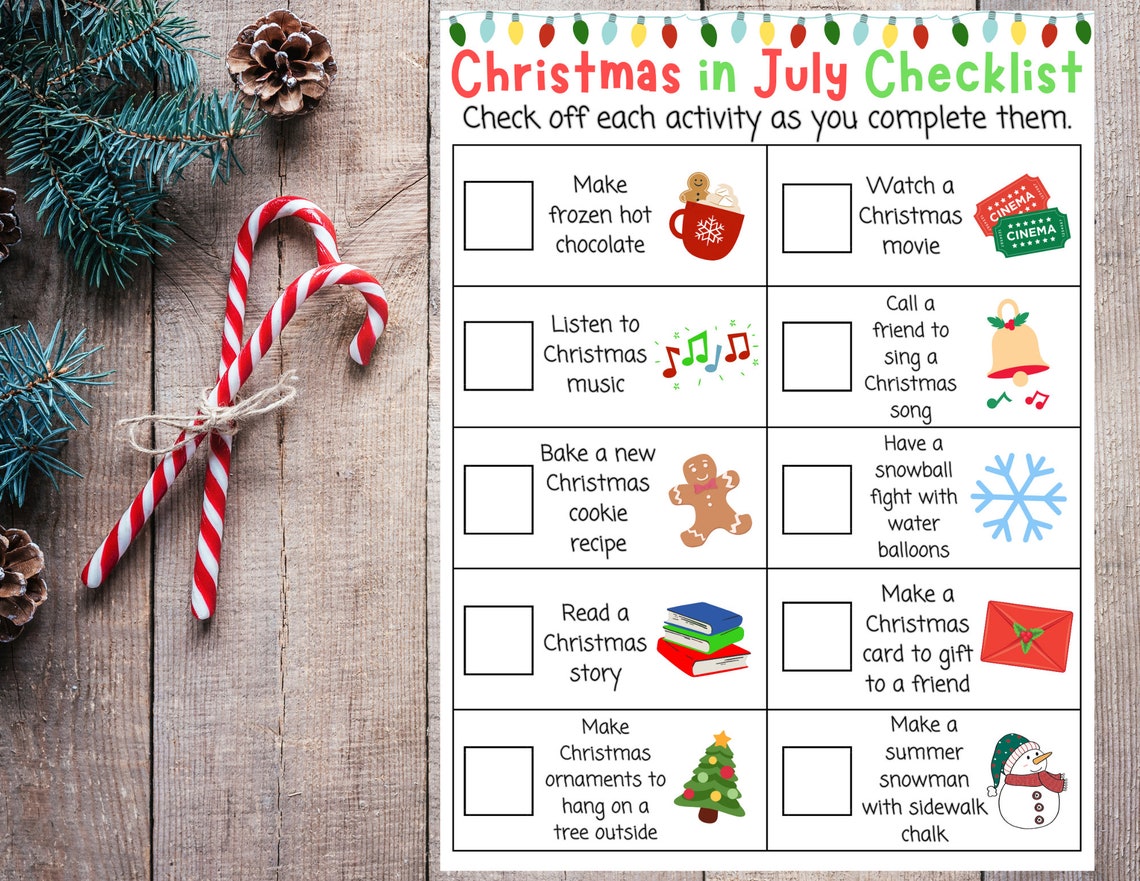 Christmas in July Checklist: Fun Summer Activities for Kids (digital ...