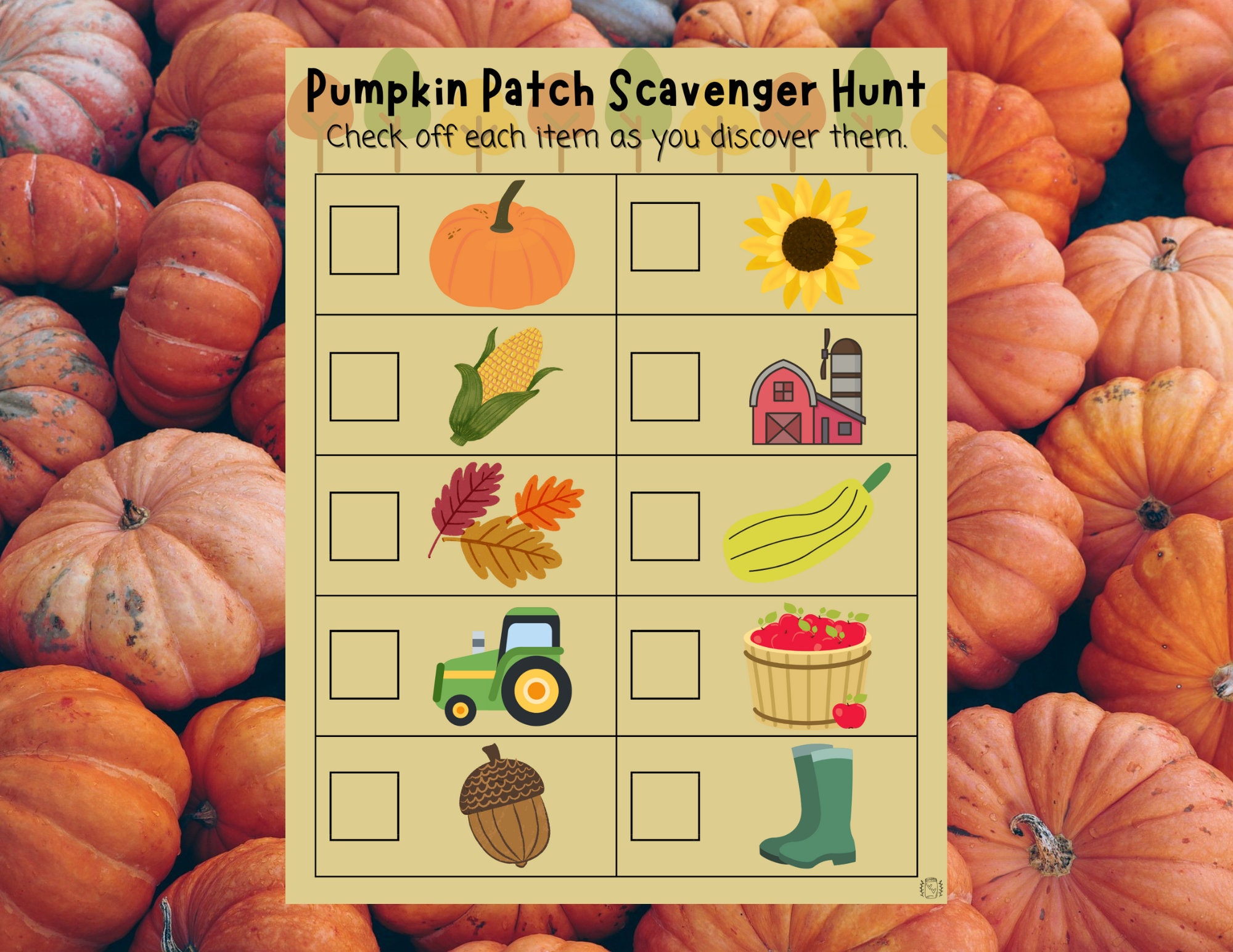 Pumpkin Patch Scavenger Hunt Printable | Fall Outdoor Kids Activity PDF ...