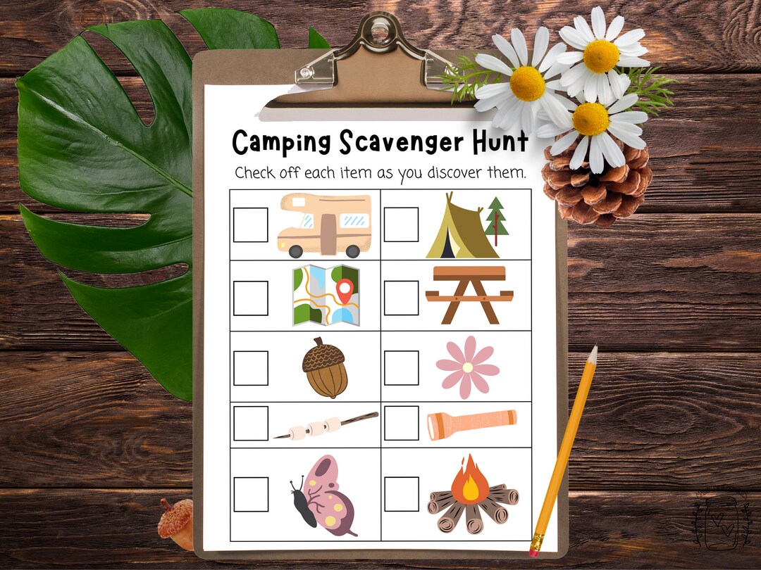 Camping Scavenger Hunt, Camping Games Kids Families, Camping Printable ...