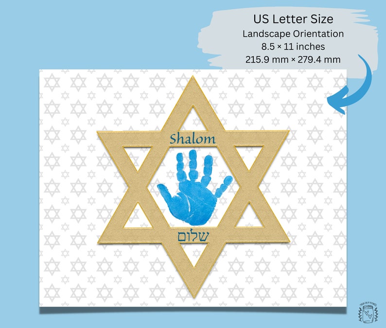 Star of David Handprint Printable Shalom Hebrew Jewish Nursery Peace ...