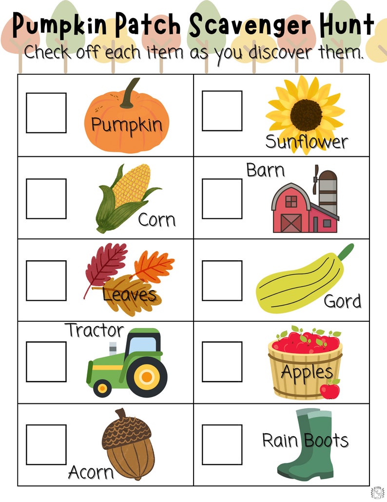 Fall Scavenger Hunt Printable, Field Trip Log, Fall Activities, Pumpkin ...