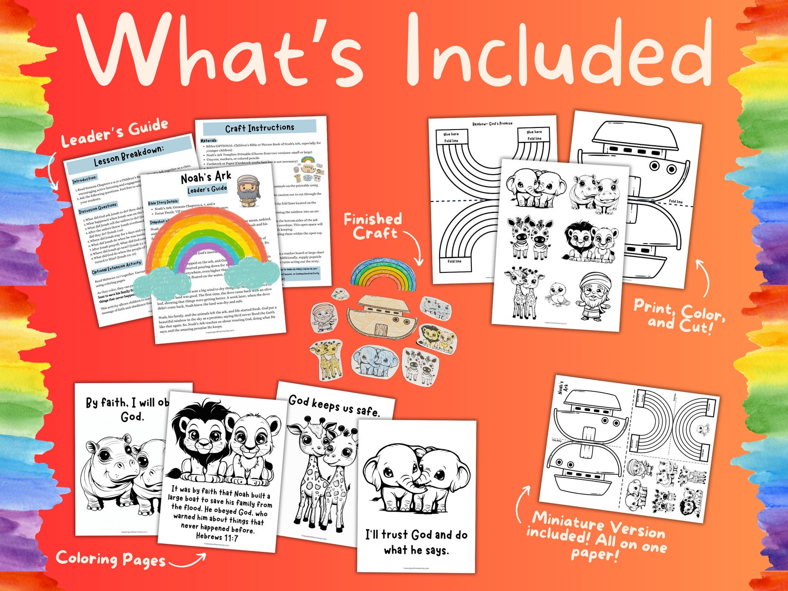 Noahs Ark, Bible Story Craft, Noah's Ark Coloring Craft, Sunday School ...