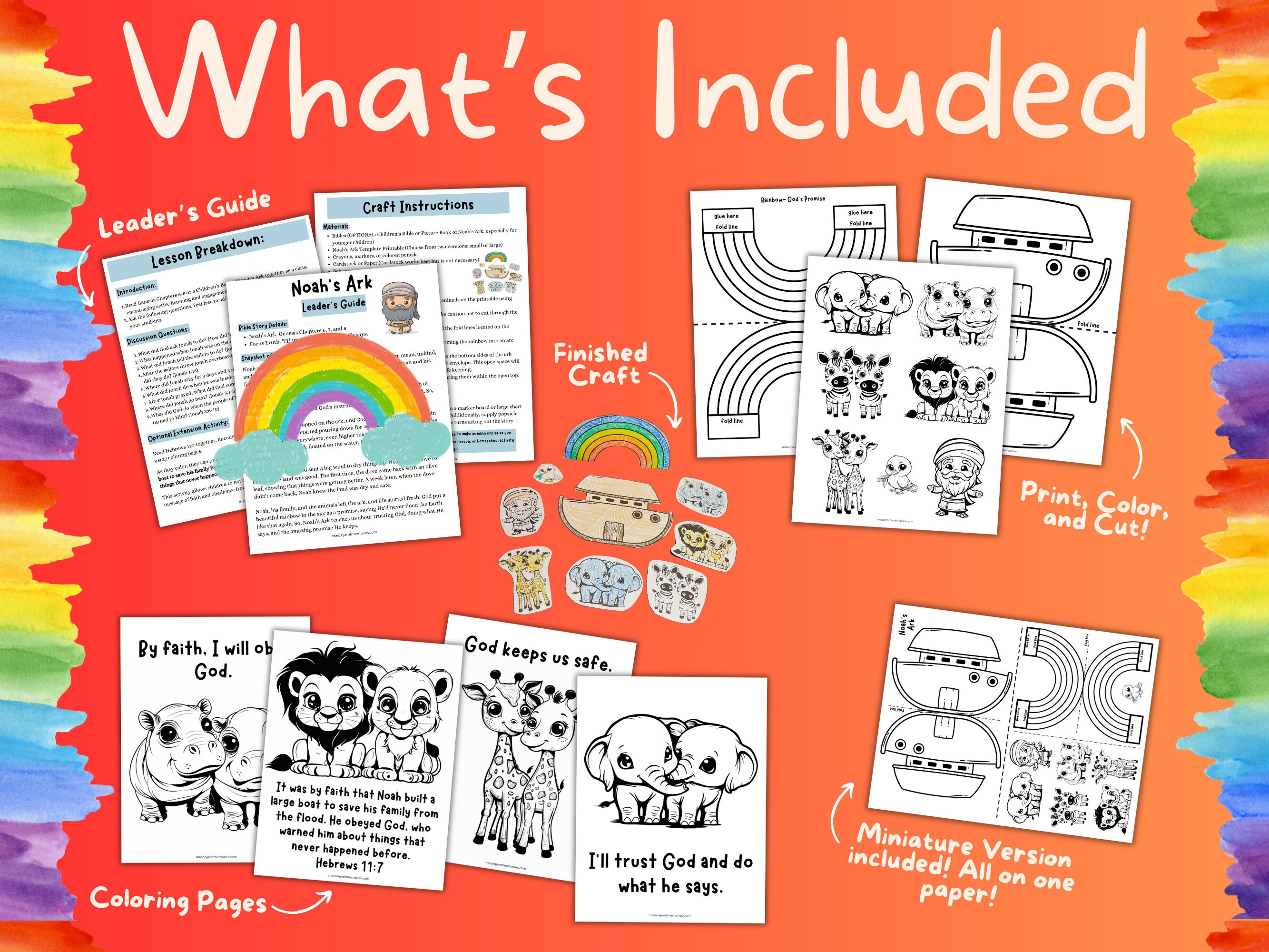 Noahs Ark, Bible Story Craft, Noah's Ark Coloring Craft, Sunday School ...