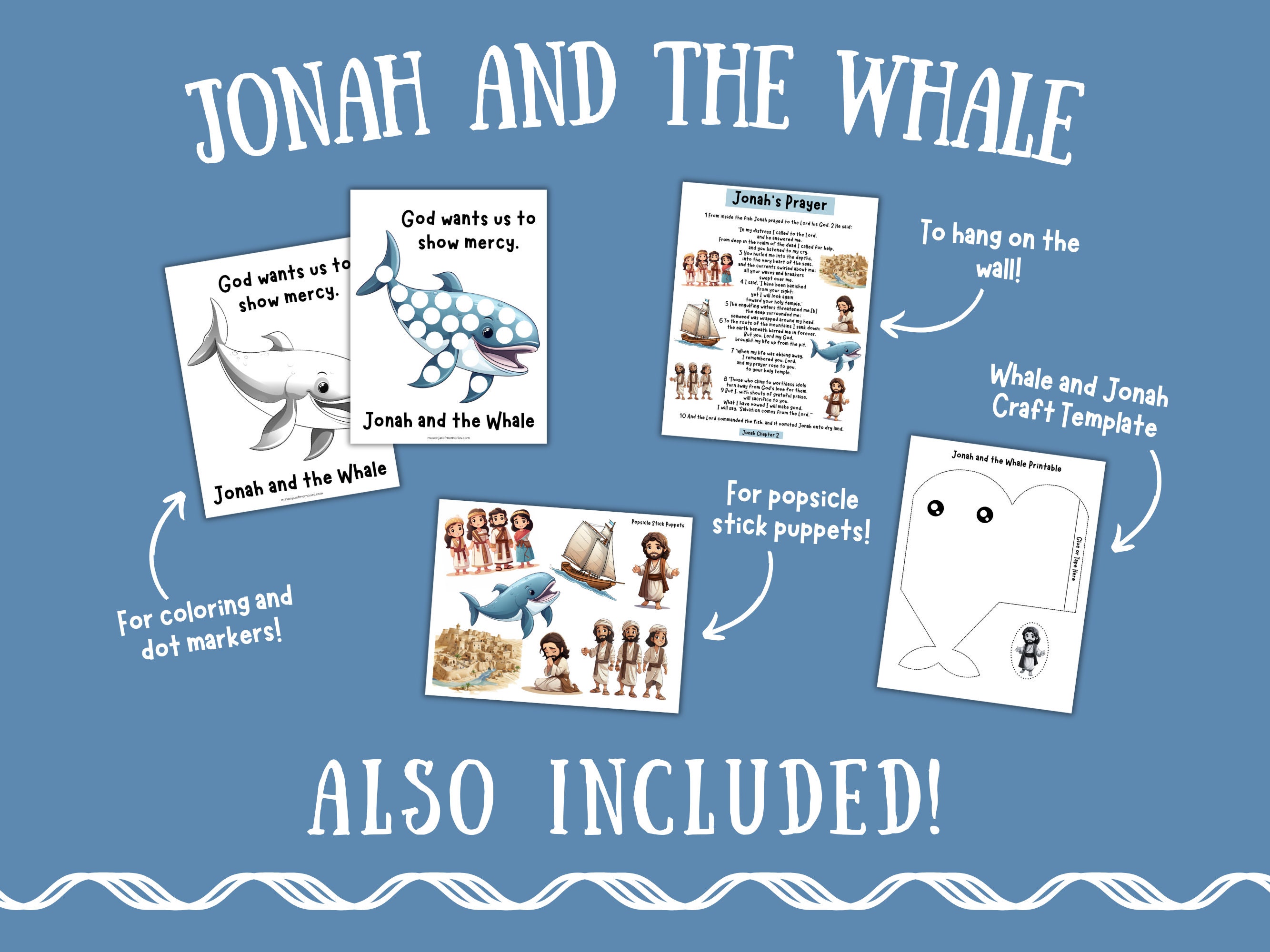 Jonah and the Whale Craft Printable – Bible Story Sunday School ...