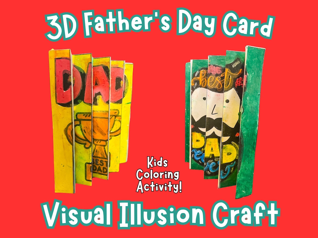 3D Father’s Day Card Printable | Bearded Dad Agamograph Craft for Kids ...