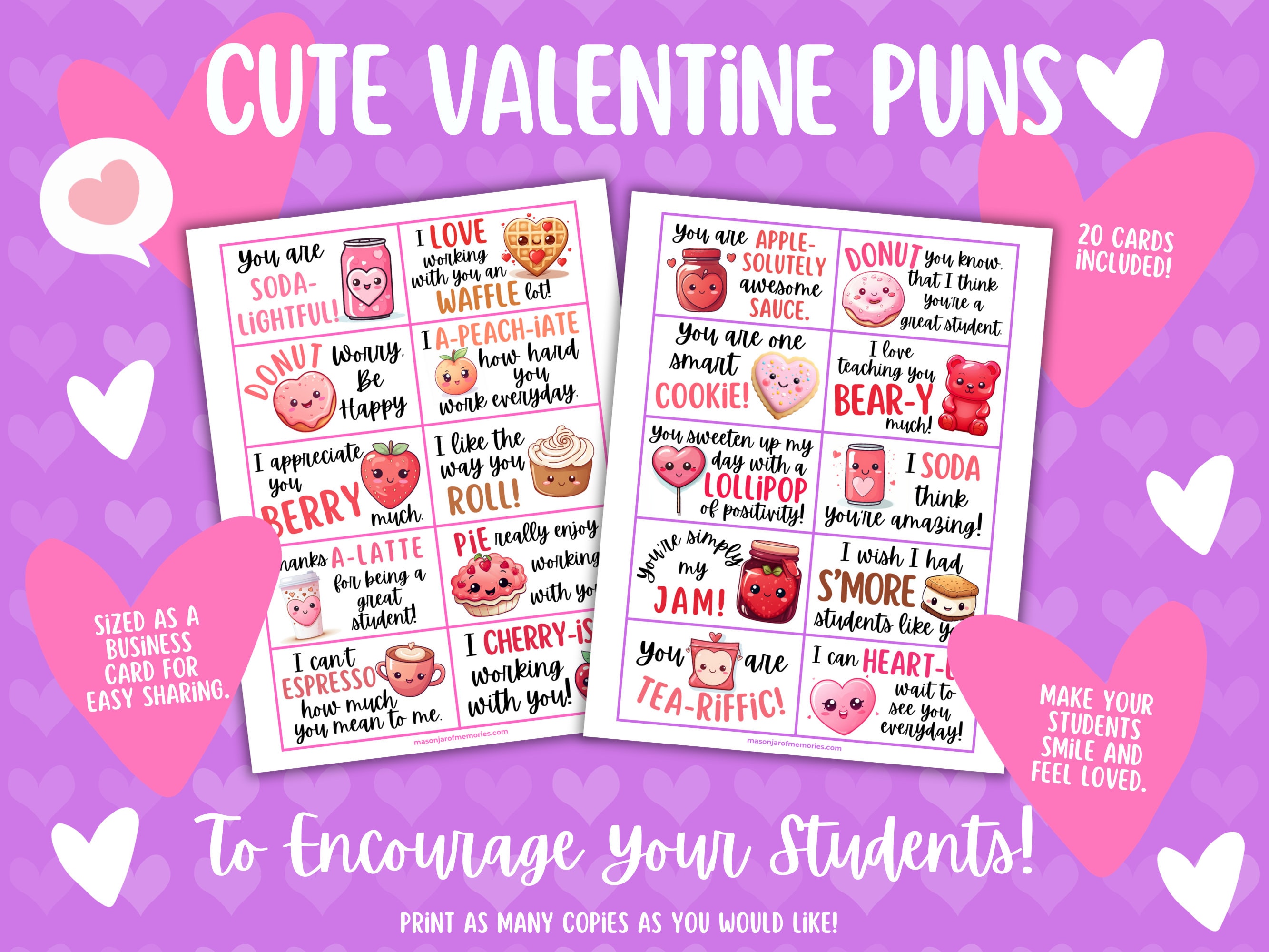 Valentine Puns Cards for Students | Printable Teacher Valentines Day ...