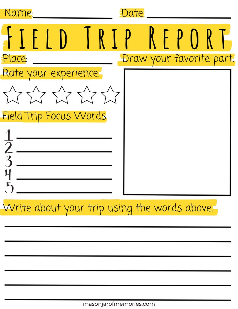Field Trip Report, Field Trip Printable, K 5 Learning, Graphic ...