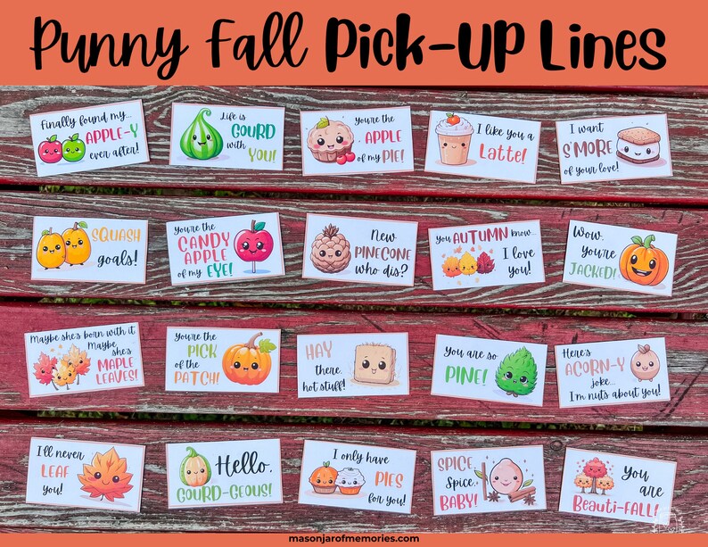 Fall Puns, Pick up Lines, Punny Pick up Lines, Lunch Box Notes, Puns ...
