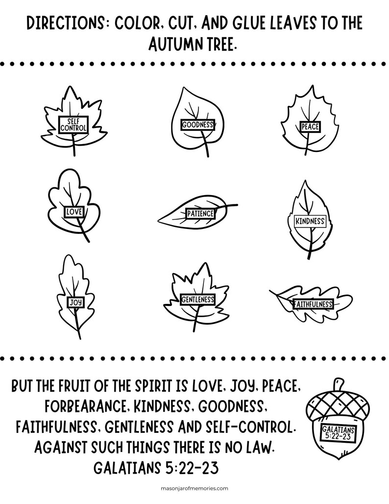 Fruits of the Spirit Bible Lesson: Fall Craft Activity (PDF) - Etsy