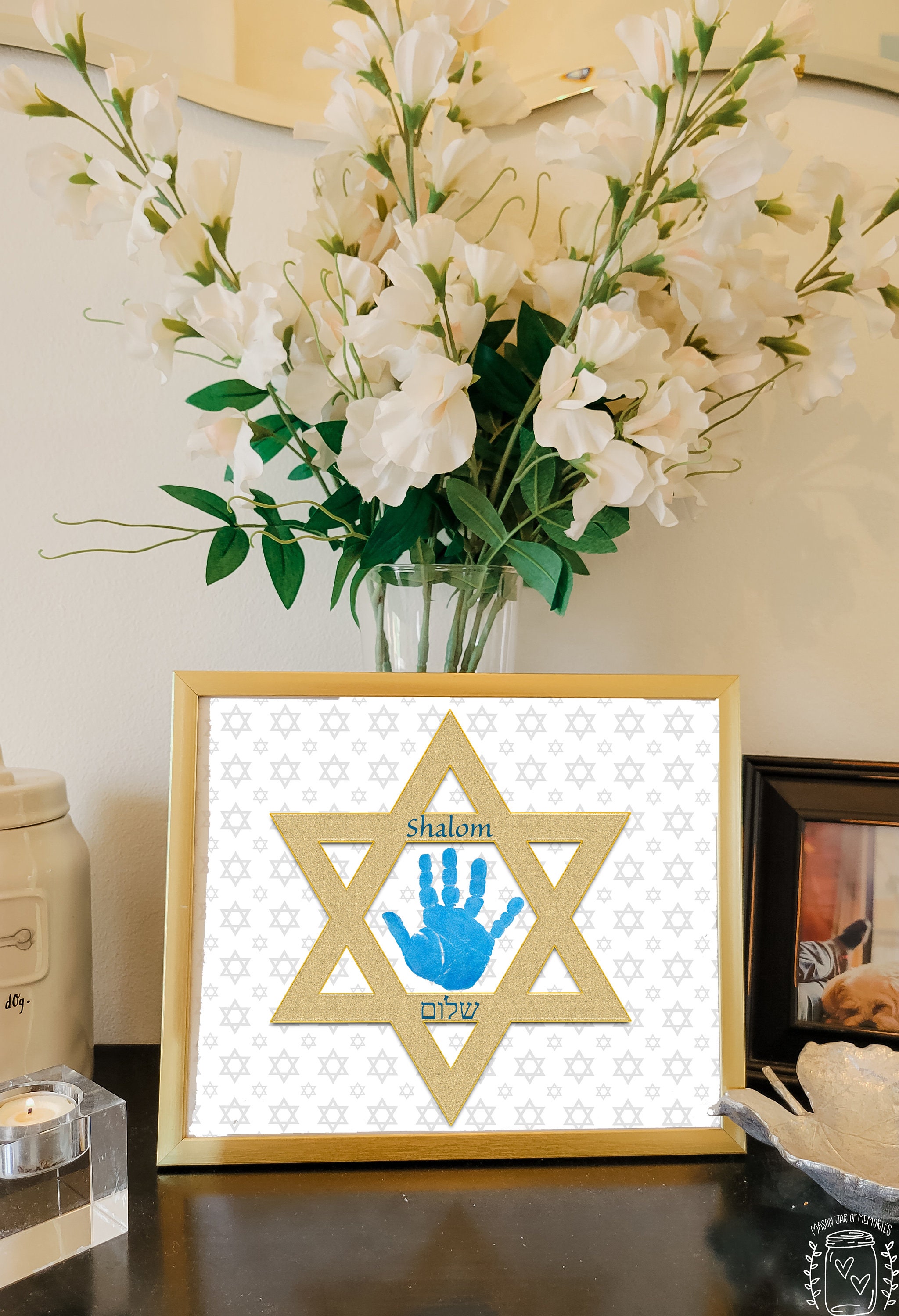 Star of David Handprint Printable Shalom Hebrew Jewish Nursery Peace ...