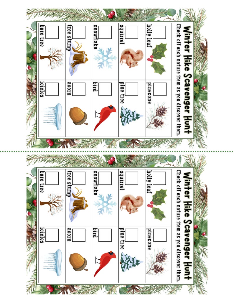 Winter Nature Scavenger Hunt Printable | Kids Outdoor Winter Activity ...
