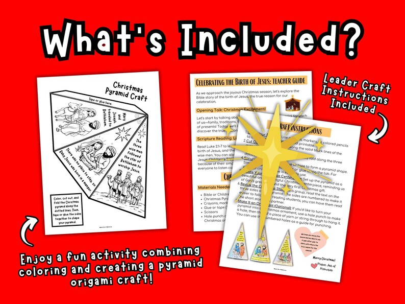 Nativity Story Origami Pyramid Craft Printable | Christmas Bible Lesson ...
