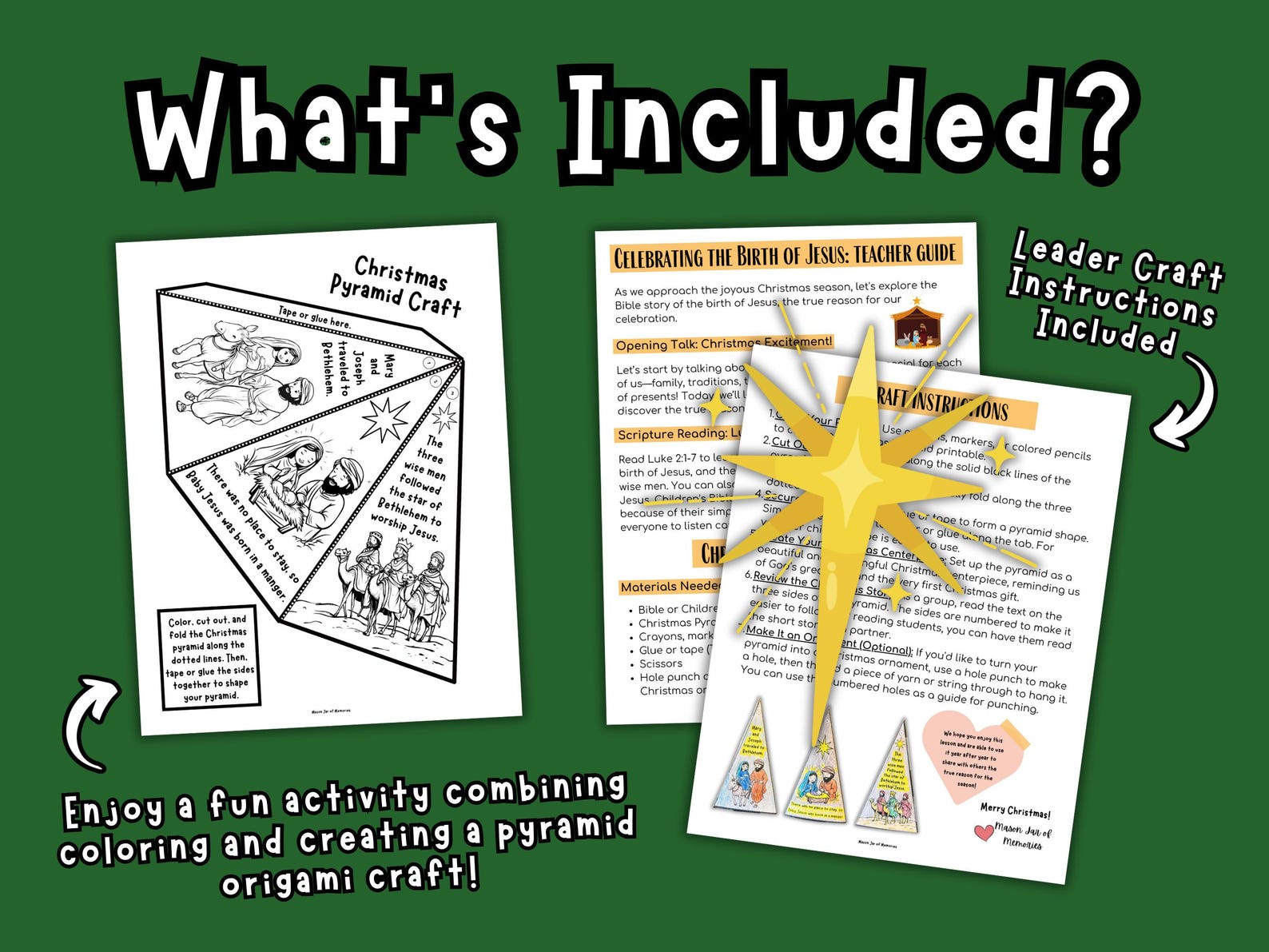 Birth of Jesus, Christmas Pyramid Craft for Kids, Sunday School Lesson ...