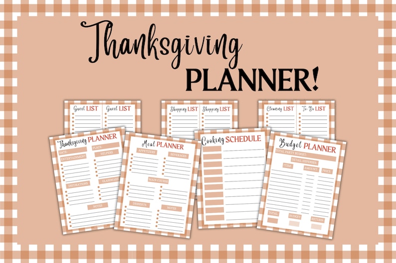Thanksgiving Planner Printable PDF | Meal, Budget & Party Organizer ...