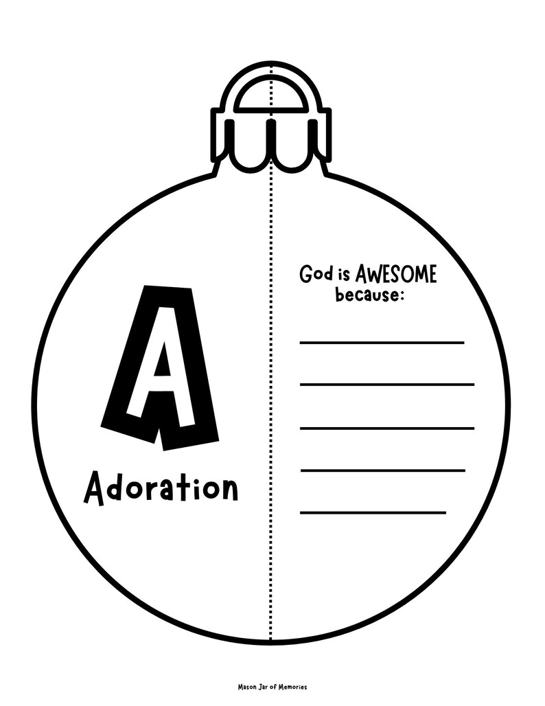 Kids Christmas Prayer Craft Printable, ACTS Prayer Ornament Lesson ...