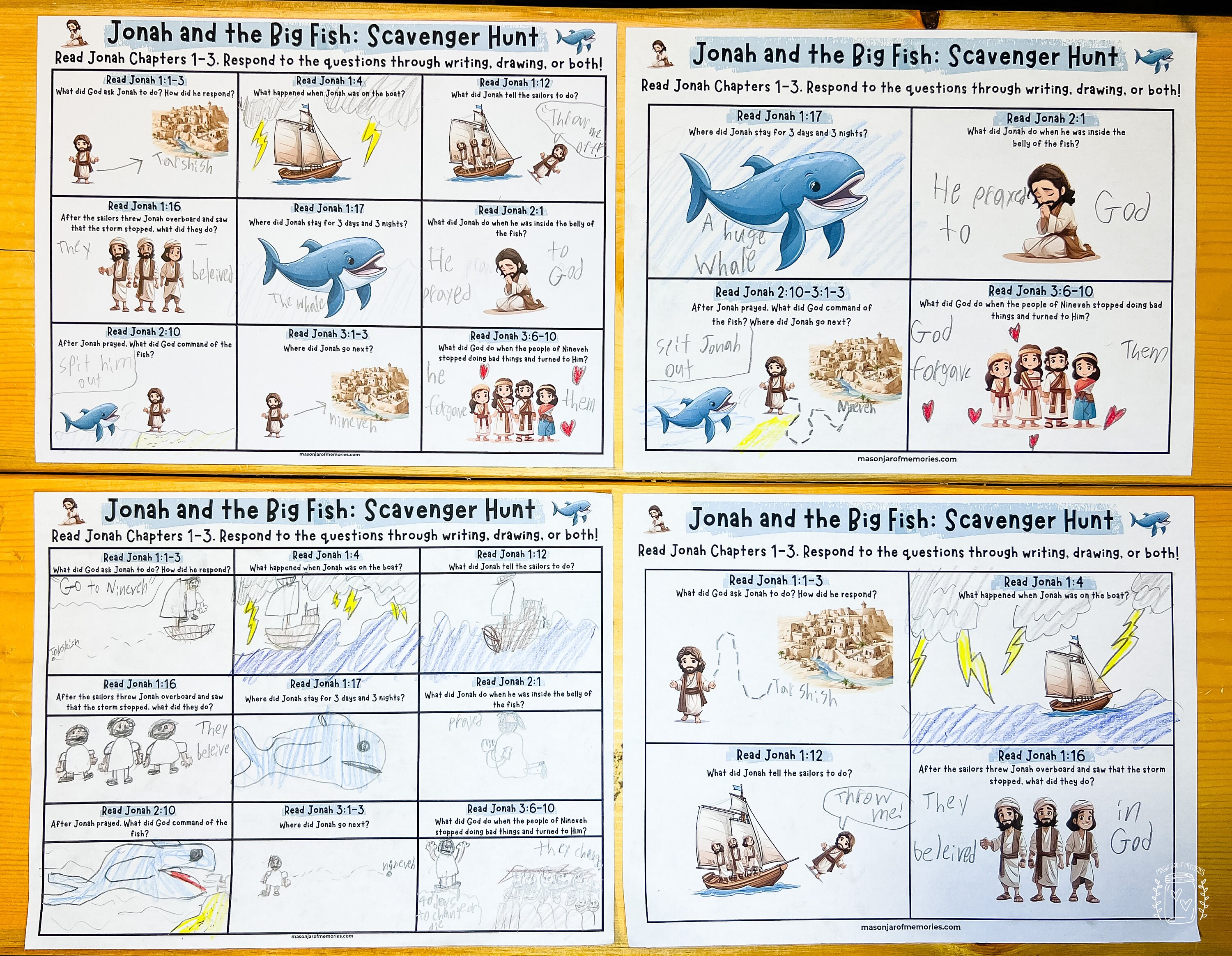 Jonah and the Whale Printables, Bible Story Scavenger Hunt & Graphic ...
