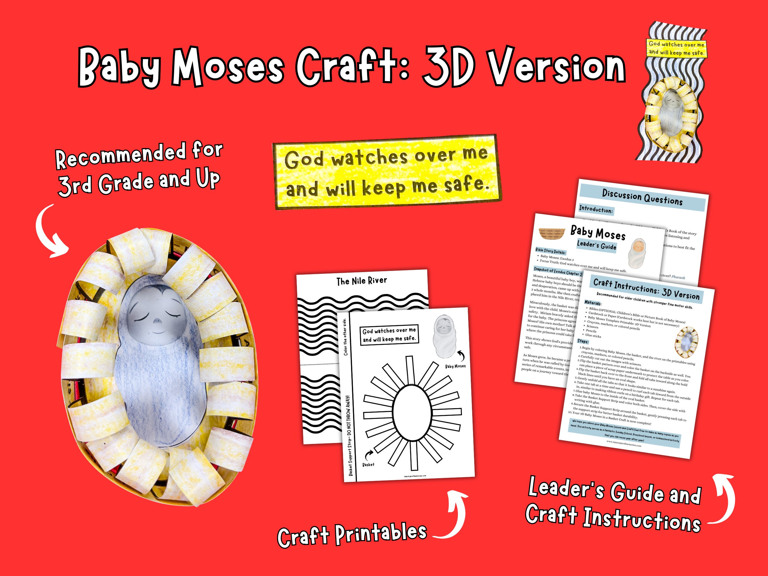 Baby Moses Printable Craft – Bible Story Sunday School Activity & Kids ...