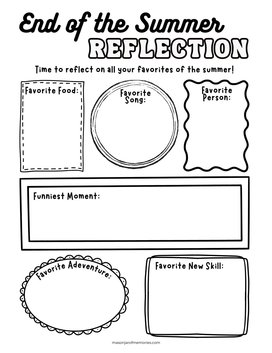 Summer Reflection Journal for Kids: Writing & Drawing (digital Download ...
