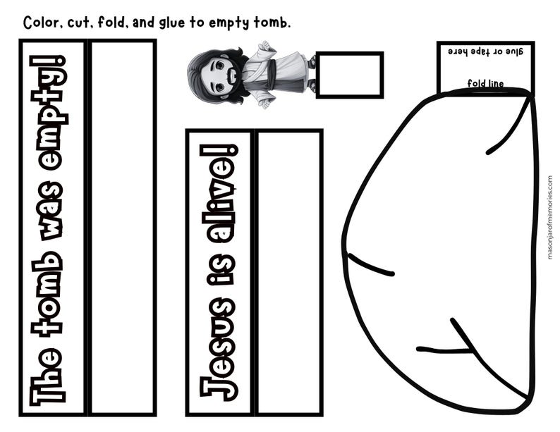 Easter Resurrection Craft Printable, Christian Empty Tomb Bible ...