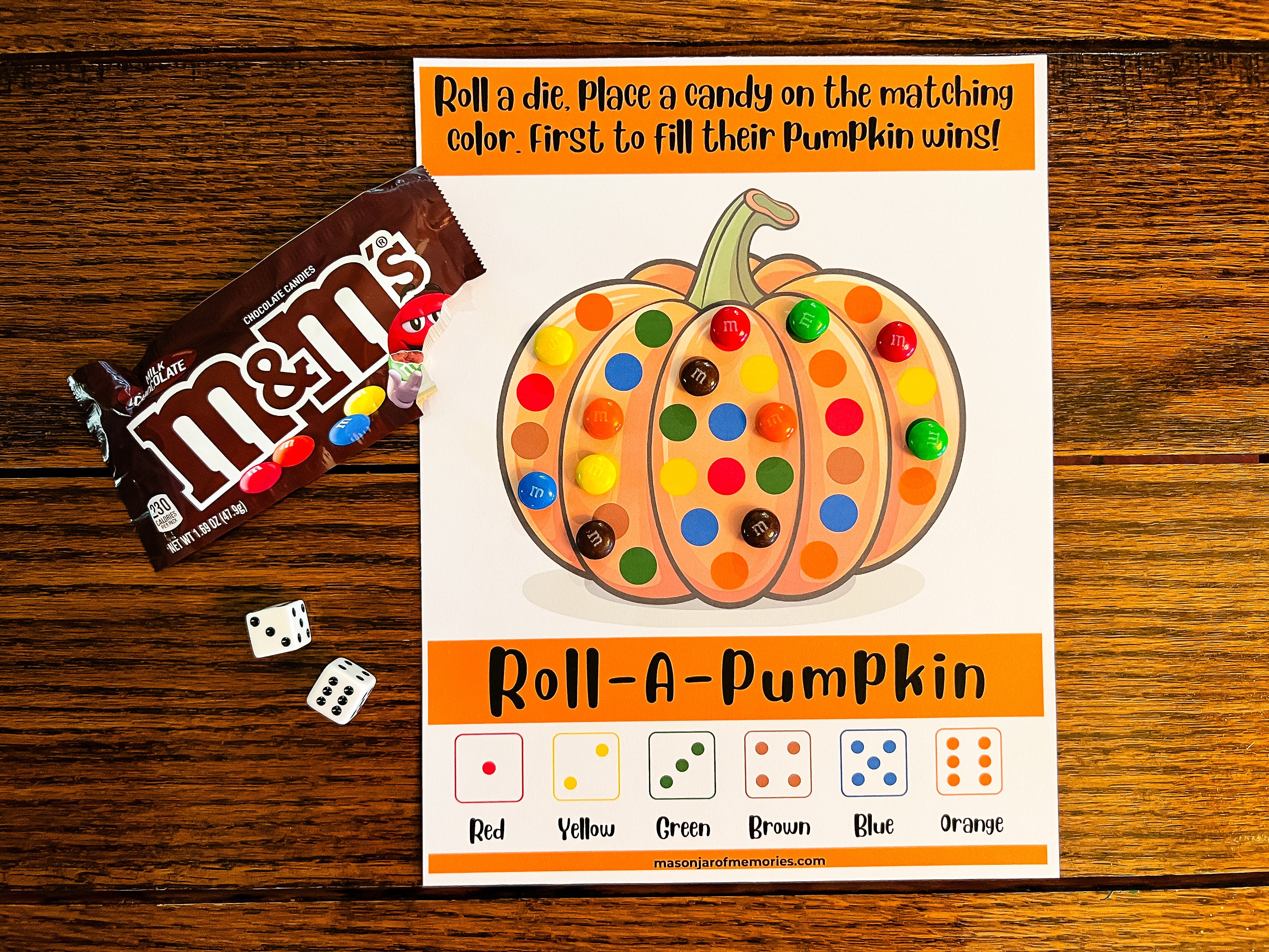 Roll-a-pumpkin Math Game Printable | Halloween & Fall Dice Activity PDF ...