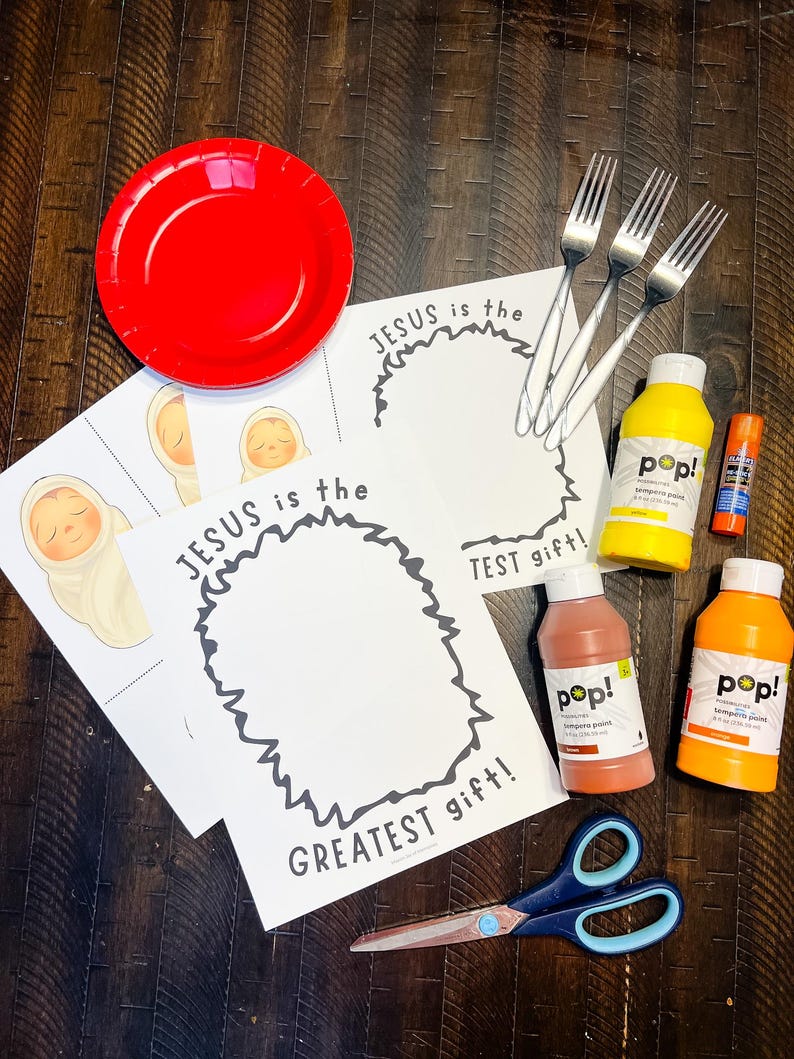 Nativity Craft Printable | Jesus in a Manger Fork Painting Bible ...