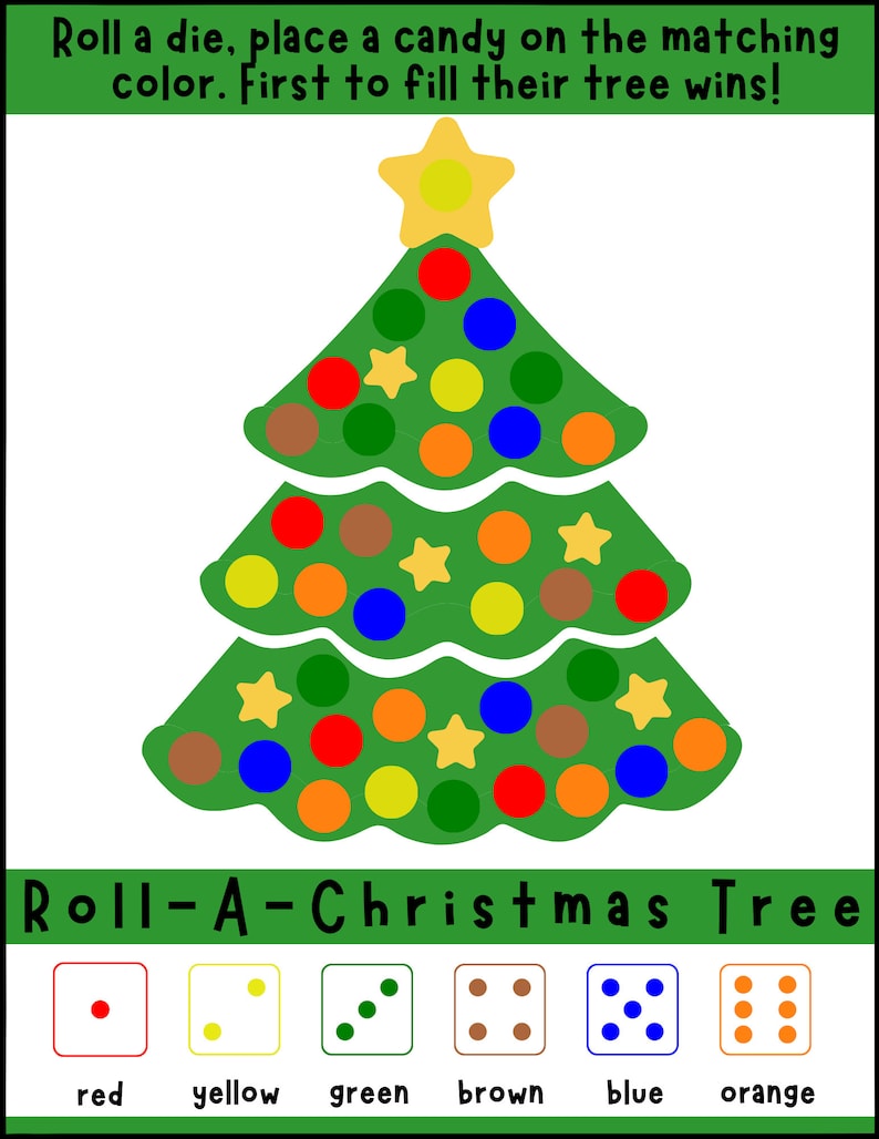 Roll-a-christmas Tree, M & M Game, Christmas Dice Game, Christmas Games ...