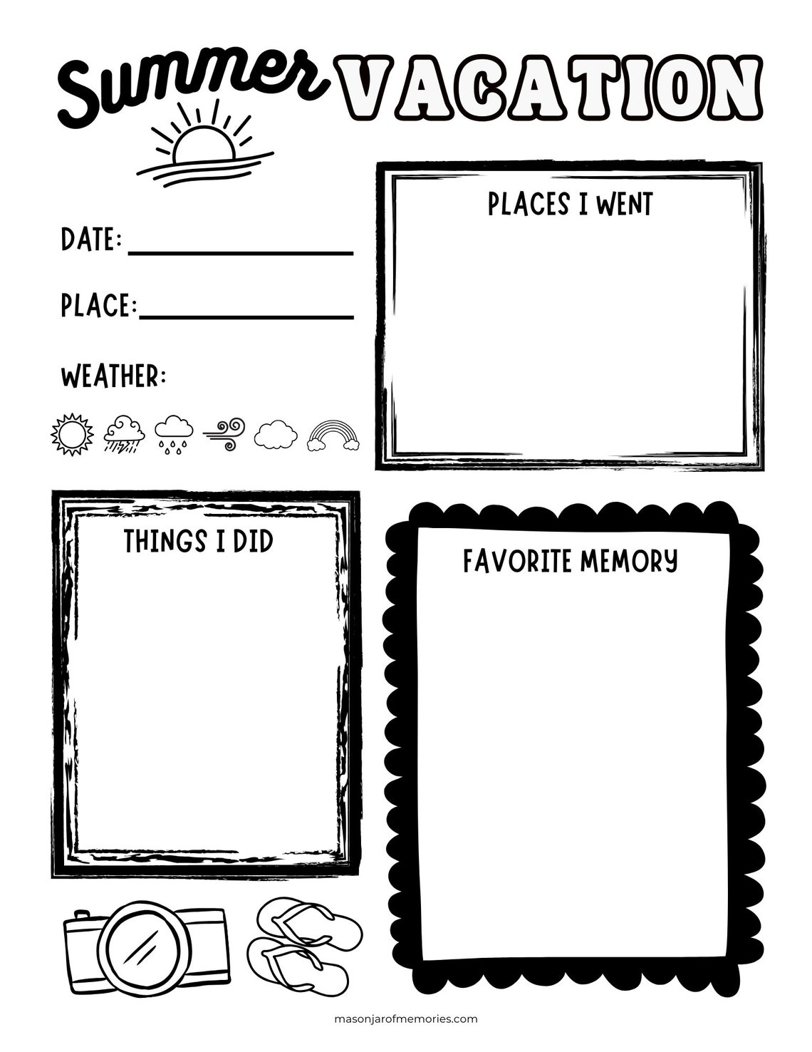 Summer Reflection Journal for Kids: Writing & Drawing (digital Download ...