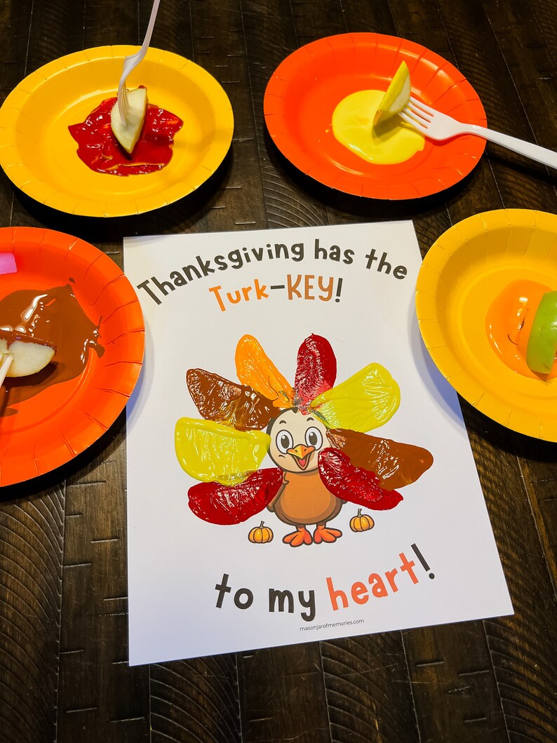 Apple Stamping Turkey Craft Printable | Thanksgiving Kids Activity PDF ...