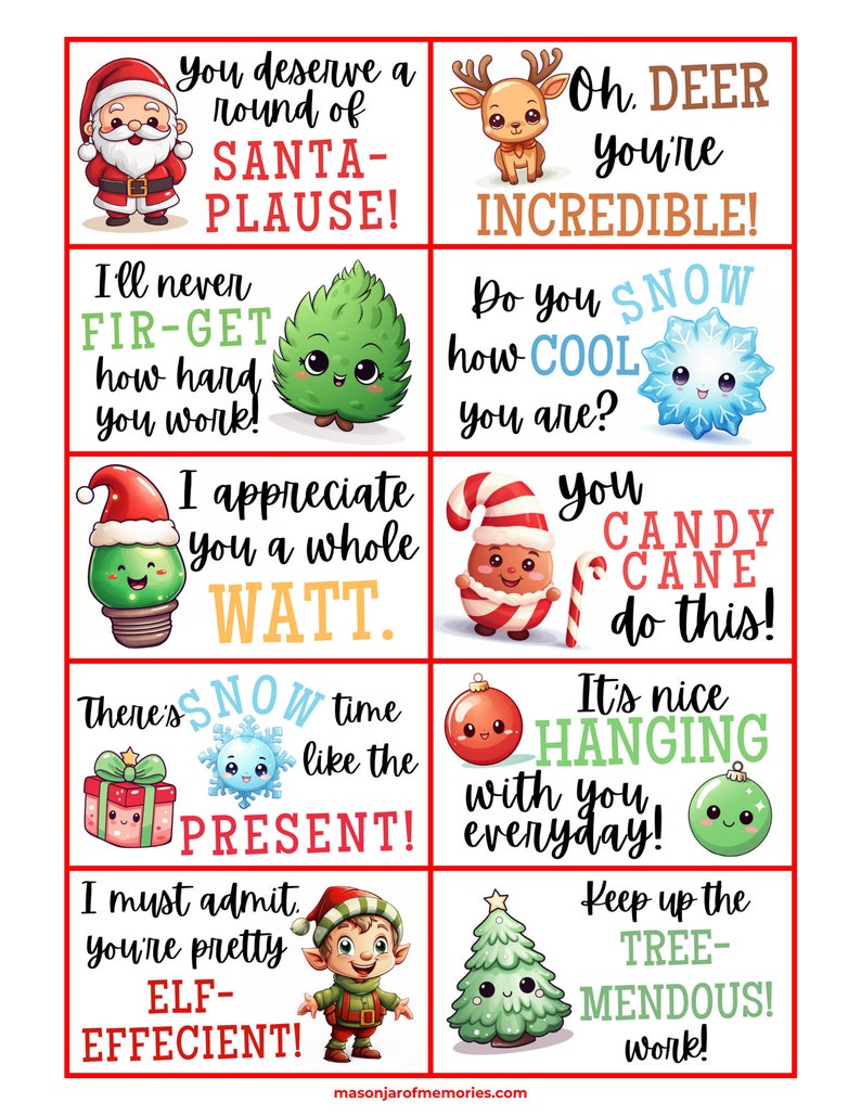 Christmas Puns Encouragement Cards Printable, Holiday Morale Booster ...