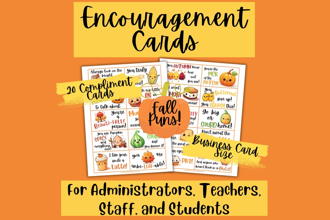 Fall Puns, Compliment Cards for Fall, Moral Booster Idea for Schools ...