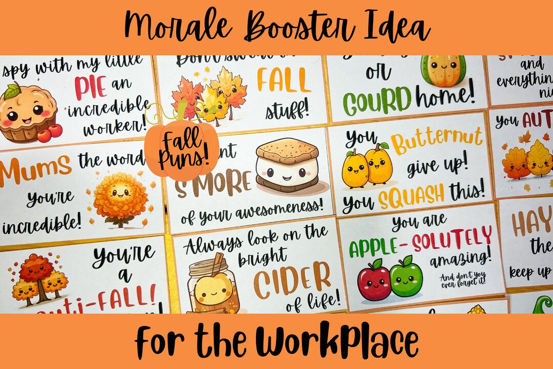 Fall Puns, Encouragement Cards, Morale Booster, Lunch Box Notes ...