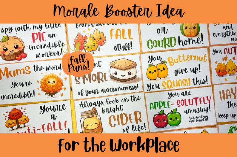 Fall Puns Encouragement Cards: Workplace Morale Booster (digital ...