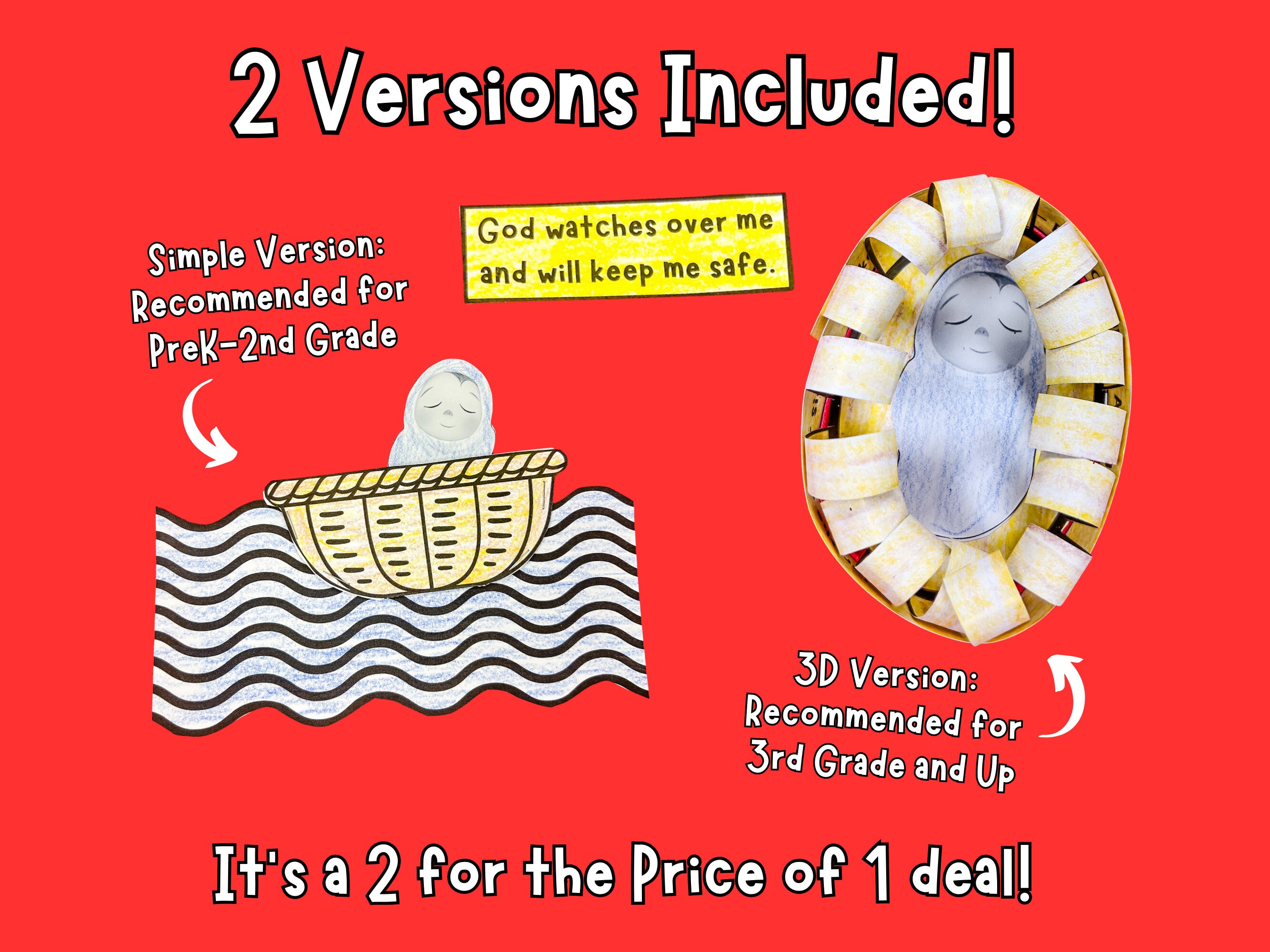 Baby Moses Printable Craft – Bible Story Sunday School Activity & Kids ...