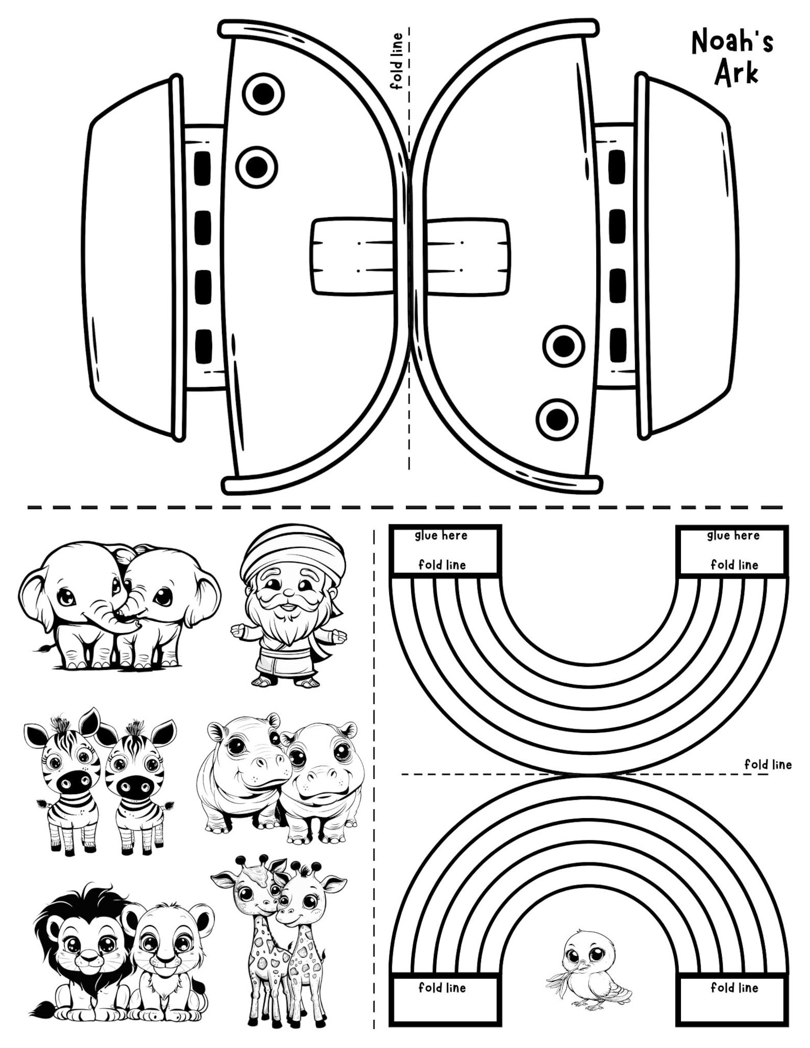 Noahs Ark, Bible Story Craft, Noah's Ark Coloring Craft, Sunday School ...