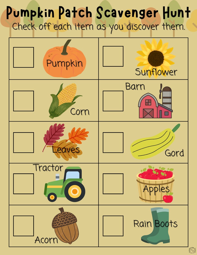 Fall Scavenger Hunt Printable, Field Trip Log, Fall Activities, Pumpkin ...