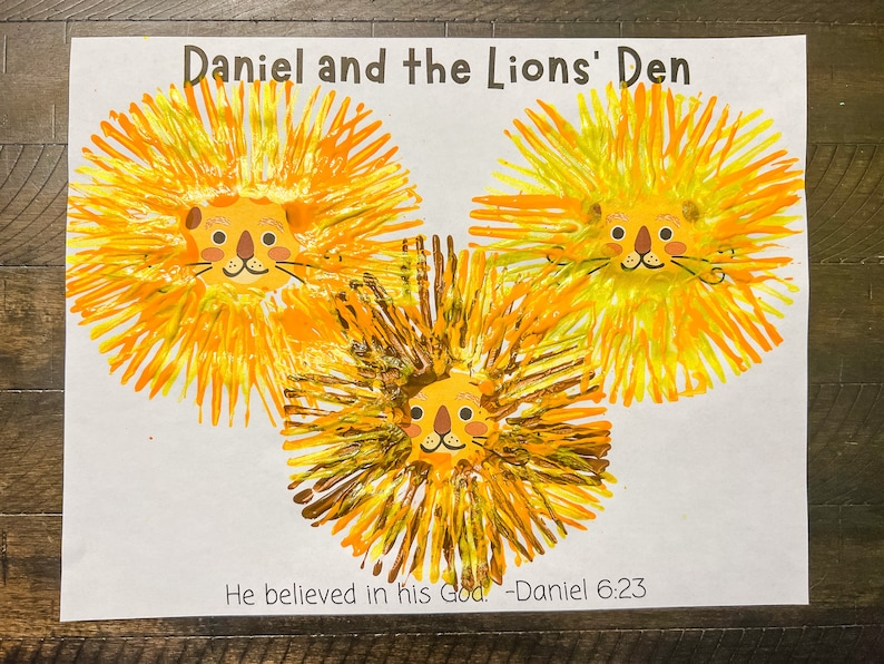 Daniel and the Lions' Den Craft: Fork Painting Activity (PDF) - Etsy