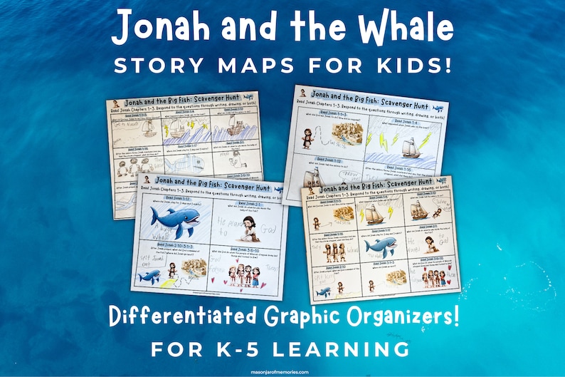 Jonah and the Whale Scavenger Hunt for Kids, Bible Story, K-5 Learning ...