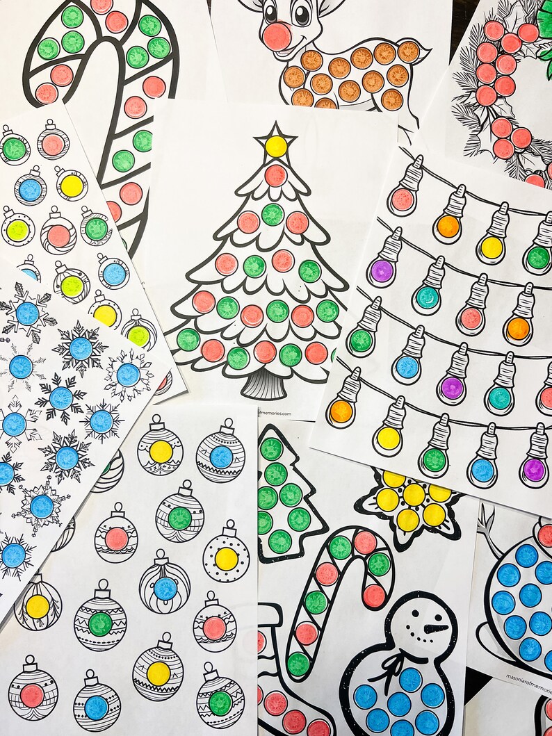 Christmas Dot Marker Coloring Pages Printable | Holiday Worksheets for ...