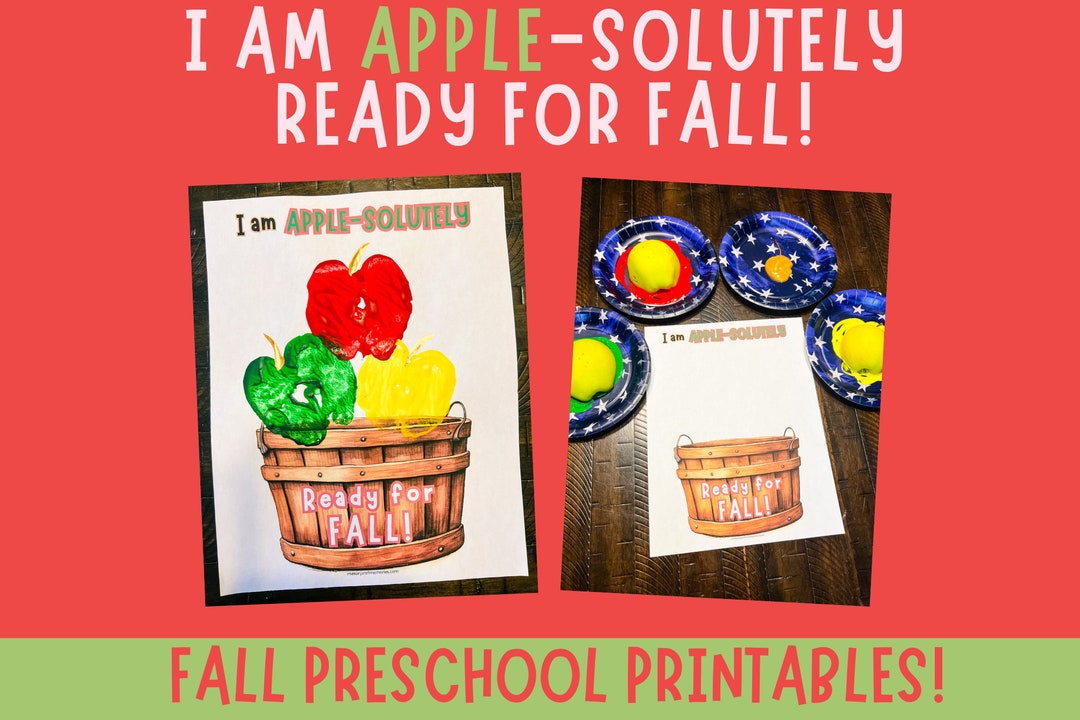 Fall Apple Stamping & Handprint Craft Printable | Preschool Apple Art ...