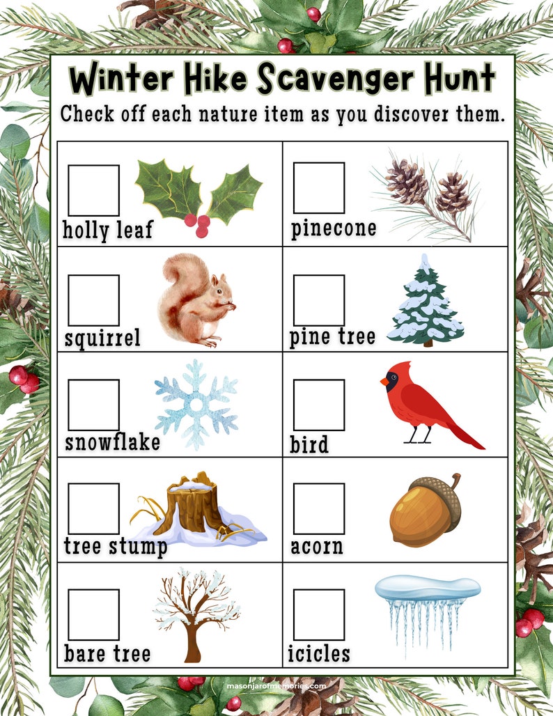 Winter Activities for Kids, Winter Walk, Nature Scavenger Hunt, Winter ...