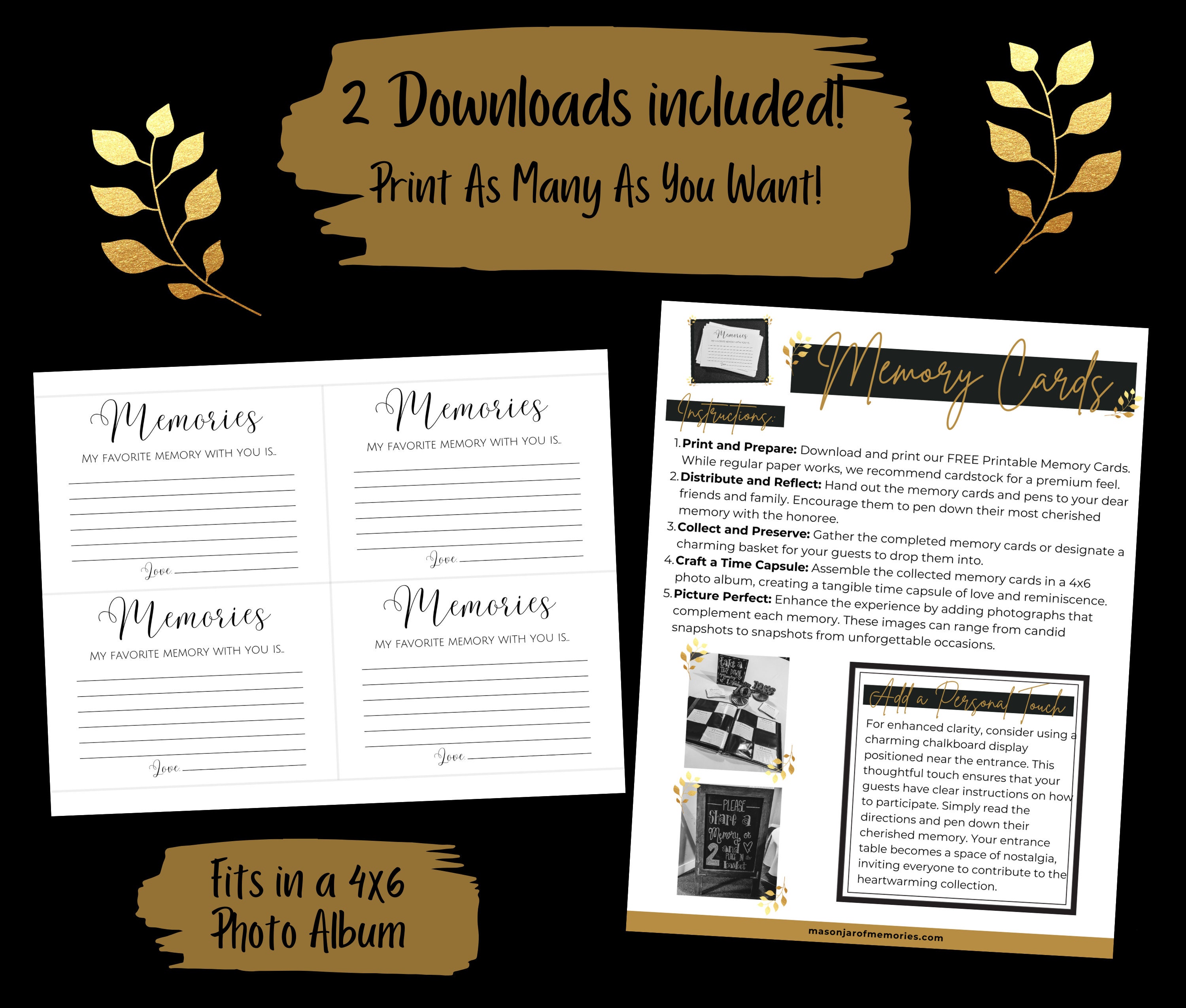 Calligraphy Memory Cards Printable: Milestone Birthday Keepsake (PDF ...