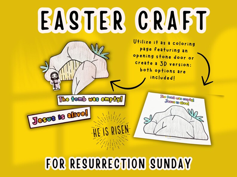 Easter Resurrection Craft Printable, Christian Empty Tomb Bible ...