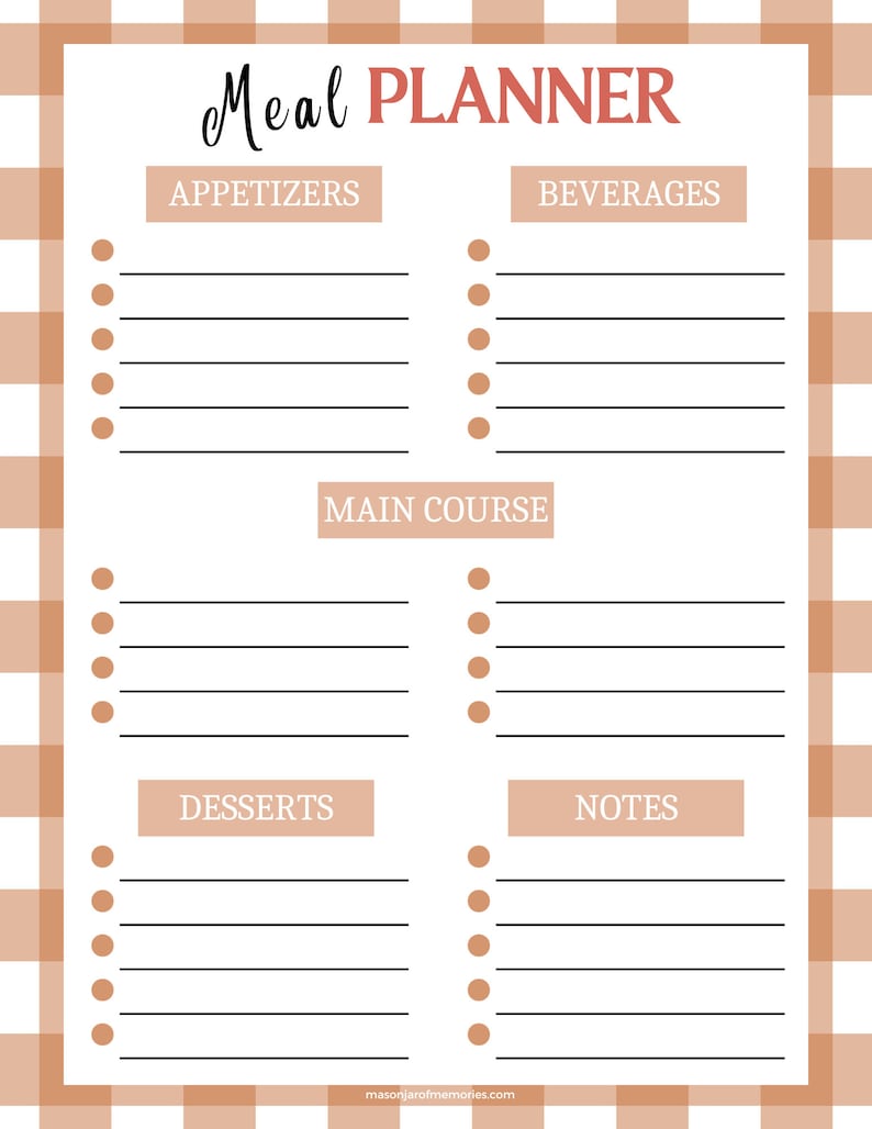 Thanksgiving Planner Printable PDF | Meal, Budget & Party Organizer ...