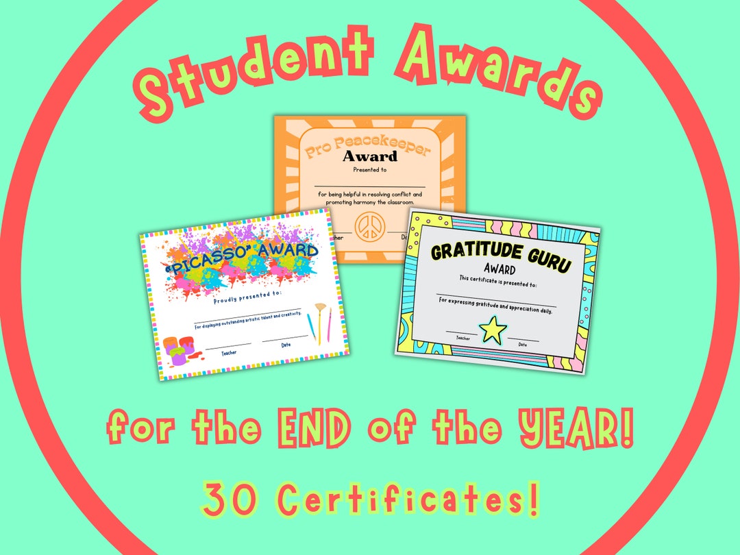 End of Year Student Award Certificates: Fun Class Keepsakes (digital ...