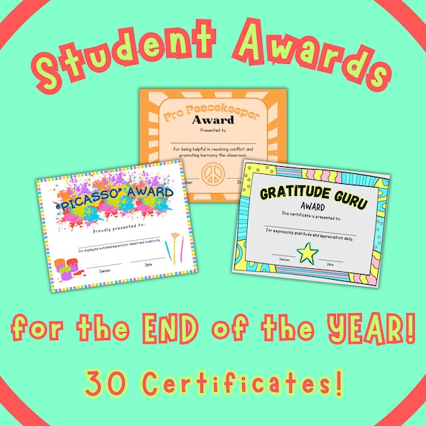 Funny Student End of Year Awards - Etsy