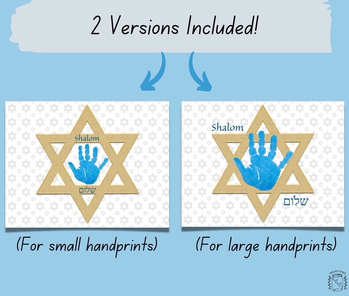 Star of David Handprint Printable Shalom Hebrew Jewish Nursery Peace ...